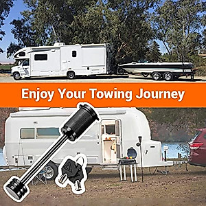 CZC AUTO Trailer Lock 1/4" Dia, Trailer Coupler Lock 3-3/8" Span Trailer Tongue Lock Fits Latch-Type Coupler, Black Trailer Pin Lock with Keys for Towing Boat Truck Trailer RV Car