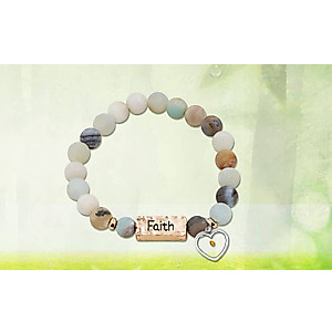 Uloveido Fashion Natural Stone Faith Bracelets Charm with Heart Mustard Seed Stretch Bracelets for Women Y2000-3