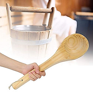 GLOGLOW Sauna Single Wooden Spoon, Comfortable Handmade Spoon, Sauna Room for Home Garden