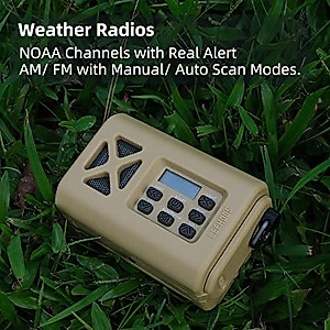 Leehoos Emergency Portable Radio, 3000mAh NOAA/AM/FM Weather Waterproof Radio for Power Outage, Hurricane, Disaster, Survival, with Solar Charge, SOS Alarm, Flashlight, Power Bank, Compact Hand Crank