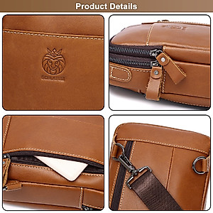 Small Genuine Leather Waterproof Casual Daypack Sling Backpack Shoulder Chest Crossbody Bag for Men and Women (Black)