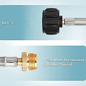 SHINESTAR Propane Adapter & 5ft Braided Hose for Buddy Heaters, Coleman Stoves, Weber Q Grills & More - Converts 1lb to 20lb Cylinders