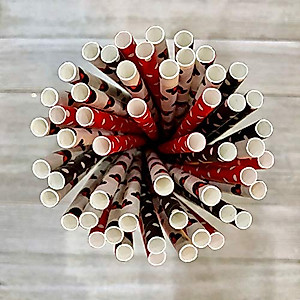 Minnie Mouse Inspired Mouse Ears and Polka Dot Paper Straws - Red White Black - 7.75 Inches - 100 Pack - Outside the Box Papers Brand