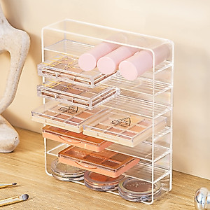 Clear Makeup Organizer, Ocira 7-Compartment Eyeshadow Palette Organizer BPA-Free Plastic For Countertop Vanity & Drawer