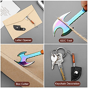 Ruksifg Mini Knife Set Tiny Knife Mini Axe for Package Opener, Letter Opener, Collection, Mini Knives Set with Sheath and Sharpener(Mixed Color-4Pcs)