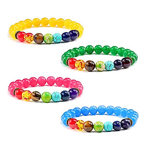 7 Chakra Bracelet Colorful Natural Stone Bead Strand Bracelet Men Women Healing Distance Buddha Bangles Prayer Yoga Jewelry Gift Attractive Processed