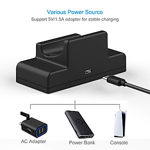 PS5 Controller Charger Station,Daugee Single Fast Charging AC Adapter,PS5 Charging Station Compatible with Dual Playstation 5 Controller（Black）