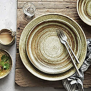 GagalU China Dinnerware Set,Dinner Plate Ceramics Dinnerware Set, Retro 26 Pieces Plate and Bowls Sets | Stoneware Matte Porcelain Dinner Set for Special Suitable for and Hotel,Din