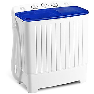 Spurgehom Mini Twin Tub Portable Washing Machine, 20 lbs Large Capacity Washer and Dryer Combo for RV Camping, Apartment, Dormitory, Home, Washing Machine for Students & Tenants，Blue & White