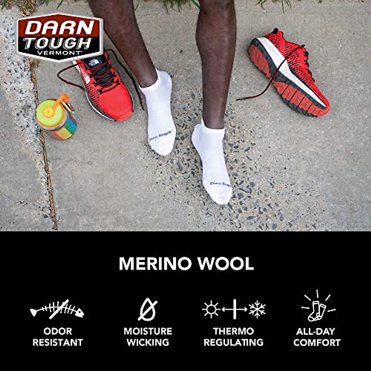 Darn Tough Men's Run No Show Tab Ultra-Lightweight Running Sock (Style 1033) - Black, Large