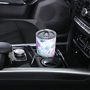 Dujiea 20oz Tumbler With Lid And Straw, Pastel Blue Pink Tie Dye Vacuum Insulated Iced Coffee Mug Reusable Travel Cup Stainless Steel Water Bottle