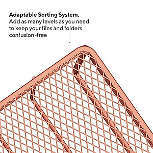 File Organizer for Desk, Letter Tray Desk Organizer, 4 Tier Desk Organizers and Accessories, File Folder Organizer, Desk File Organizer - Office Organization, 1 Upper Shelf, Wire Collection, Rose Gold