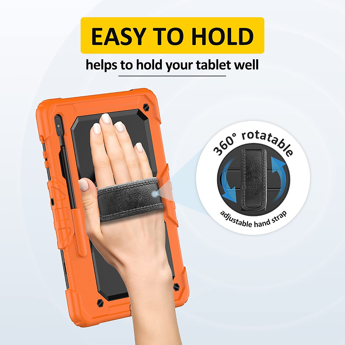 Case for Samsung Galaxy Tab S8 Plus/S7 FE/S7+12.4 inch, with 9H Tempered Glass Screen Protector [Upgraded Military Grade] Ambison Heavy Duty Shockproof Cover with S-Pen Holder & Strap (Black)