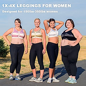 MOREFEEL Plus Size Leggings for Women-Stretchy X-Large-4X Tummy Control High Waist Spandex Workout Black Yoga Pants