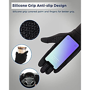 Aegend Running Gloves Women Men Touch Screen Cycling Sports Mittens Liners Warm Gloves, Black, Medium