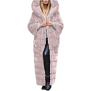 SHOPESSA my the orders womens coats winter clearance prime Womens Long Faux Fur Mink Coat Hooded Parka Overcoat Sherpa Jacket Fuzzy Fleece Teddy Coat Long Outerwear Winter