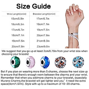 LENDPLEX 925 Sterling Silver Heart Clasp Snake Chain Bracelet Fit for Charm Bracelet-Evil eye 7.1 inch