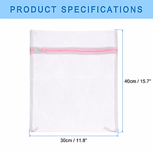 uxcell Mesh Laundry Bags, 5Pcs 11.8"x15.7" Mesh Wash Bag Travel Storage Organize Bags with Zipper for Delicate Clothing Laundry Stocking, Pink