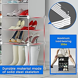 Jomifin Shoe Rack Storage Cabinet with Doors, key Holders, Expandable Standing Rack, Portable Shoes Organizer, Storage 36-72 Pairs Shoes, Boots, Slippers (White)