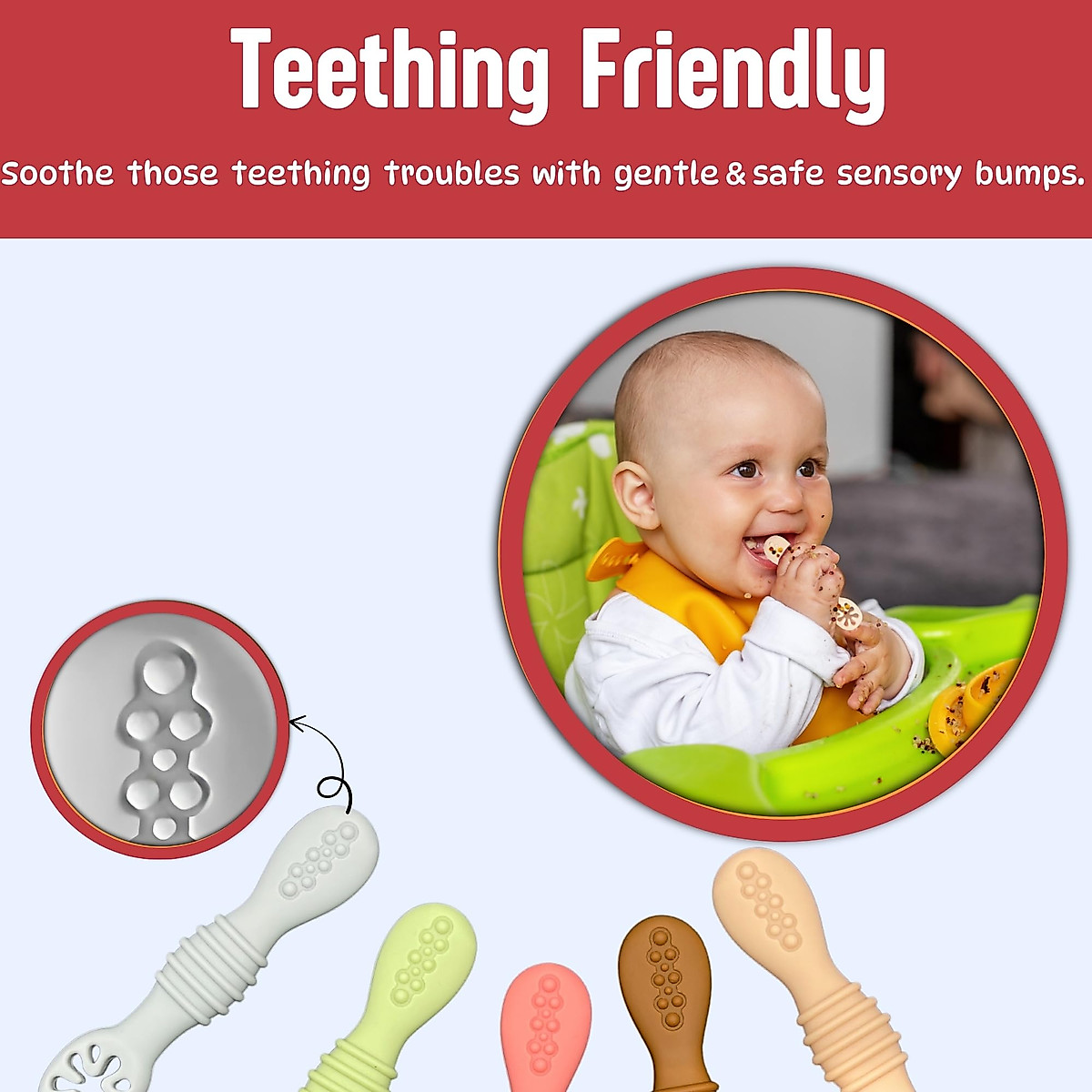 Toddling Silicone Baby Spoon Set, Infant Spoon 3-12 Months, Self-feeding Spoon, Dishwasher and Microwave Safe, First Stage Baby Led Weaning Spoon, Set of 2 (Spoon & Pre-spoon) (Sage), 2.5x11