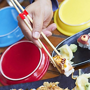 10pcs Reusable Training Chopstick Helpers Holder & Rests, Chopstick Assistant, Chopsticks Training Hinges Connector for Many age, Beginner, Trainers or Learner(black, red)