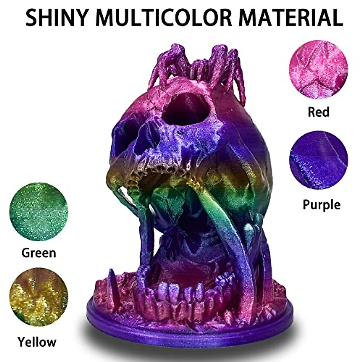 (2 Items) 4 Pack 200g Silk Shiny PLA Filament & 1kg Shiny Rainbow PLA Filament 1.75mm +/- 0.02mm, 3D Printing Filament, 3D Printer Filament