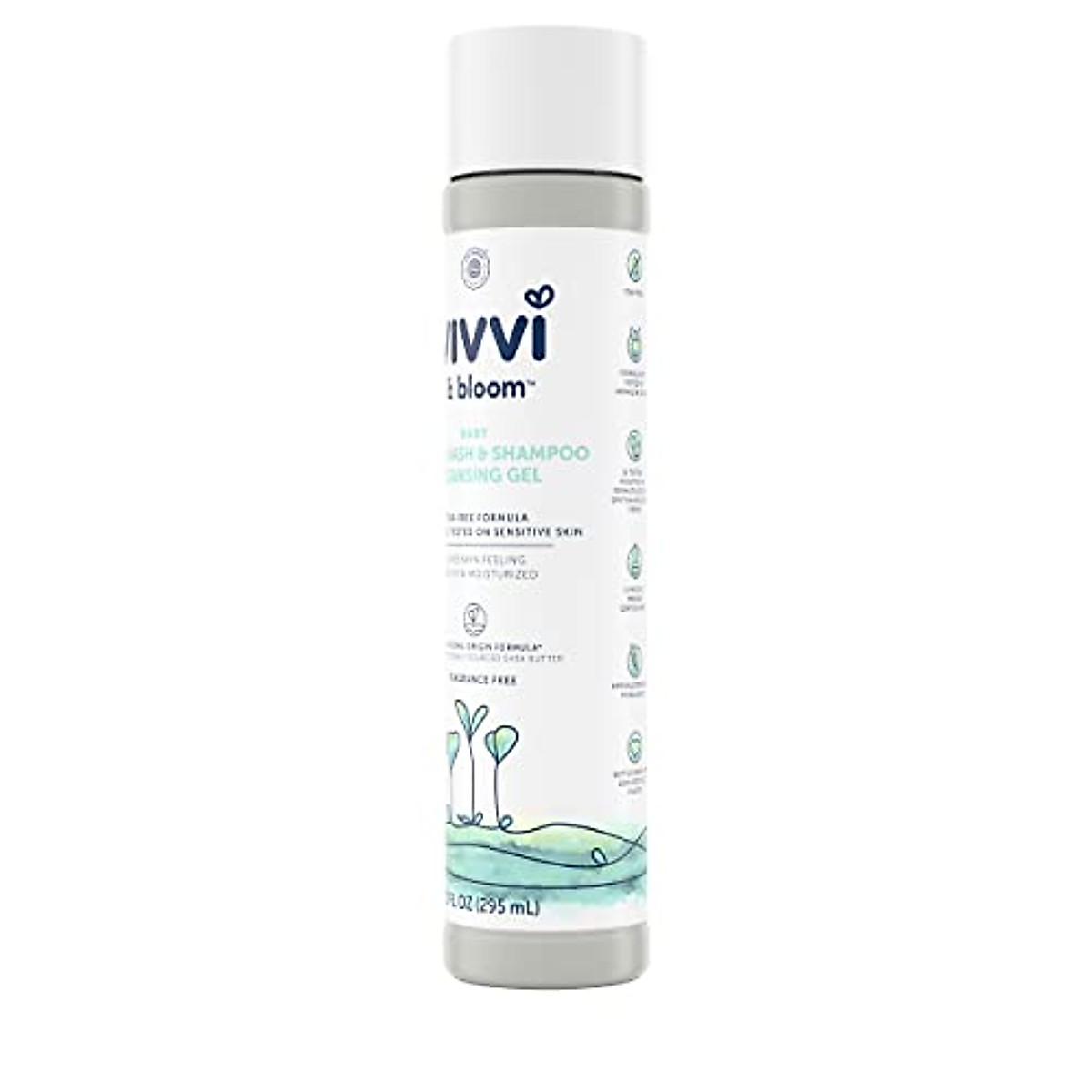 Vivvi & Bloom Gentle 2-in-1 Baby Wash & Shampoo Cleansing Gel, Leaves Sensitive Skin Feeling Healthy & Moisturized, Fragrance-Free, Formulated Without sulfates, paraben, & Dyes, 10 fl. Oz