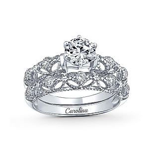 Bling Jewelry Silver Vintage Style .75ct CZ Engagement Wedding Ring Set ,5