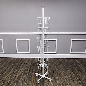 FixtureDisplays? 24-Pocket 5.5" Wide Pocket (Fits 5x7") Vertical Spinning Greeting Holiday Card Rack Greeting Card Display Floor Stand Pocket Size: 5.8"Wide X 8"High, 24 Pockets. 11703-WHITE-FBA
