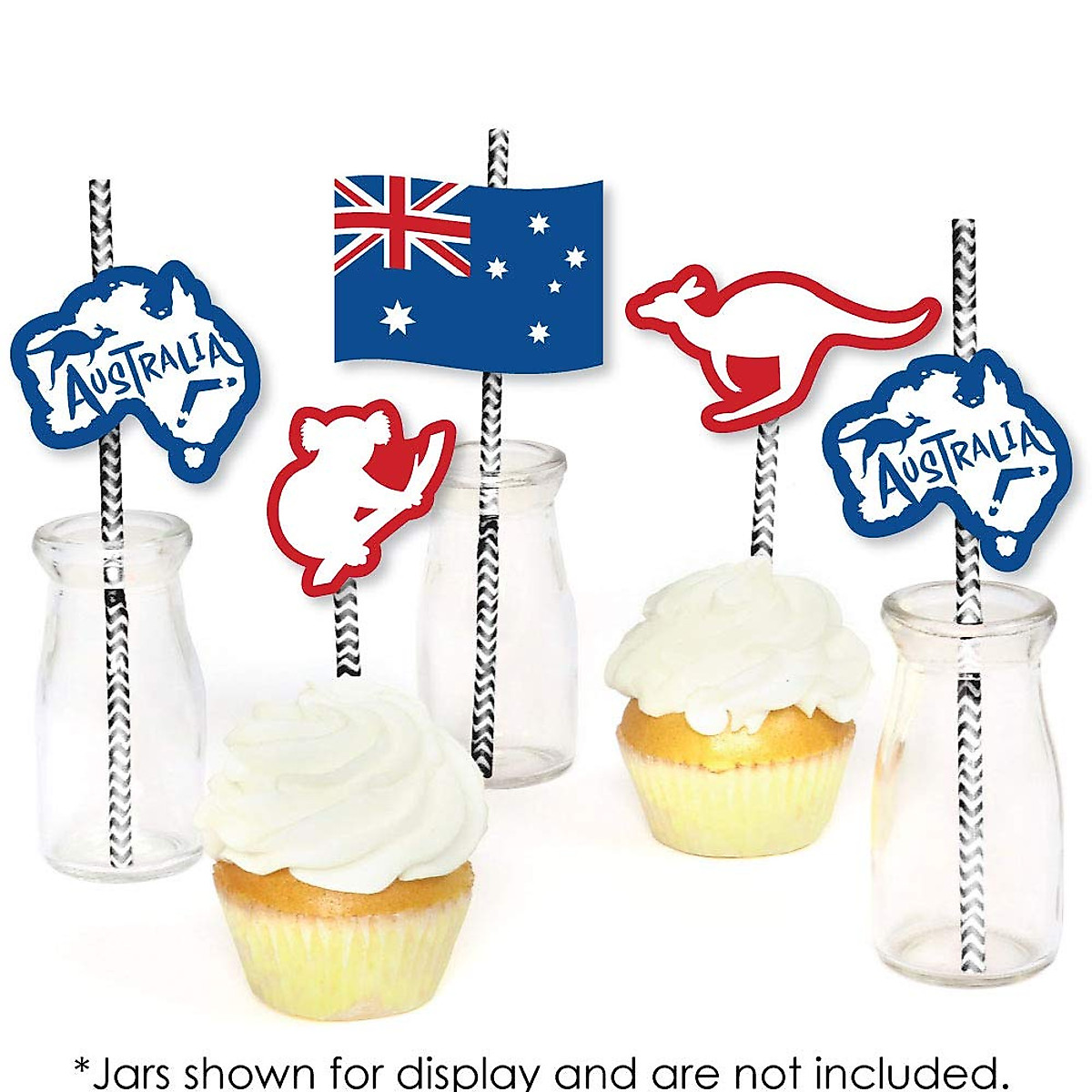 Big Dot of Happiness Australia Day - Paper Straw Decor - G’Day Mate Aussie Party Striped Decorative Straws - Set of 24