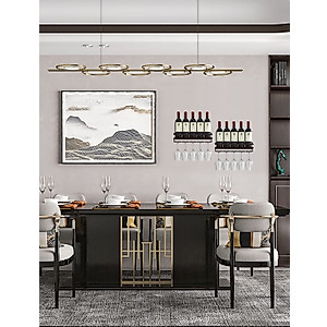 Wine Rack Wall Mounted, Bextcok 2-Pack Wine Glass Rack Wall Mounted Floating Wine Shelf with Glass Holder Champagne Display Storage Rack Wood Rustic for Kitchen Dining Room Bar Decoration, Bronze