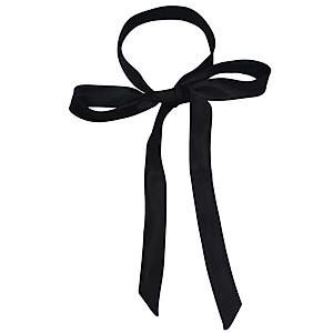 Women Long Silk Bow Tie, Ladies Satin Self Necktie/Ribbon BowTie For T-shirt Decoration Valentine's Day Gift W-B-T1 (black)