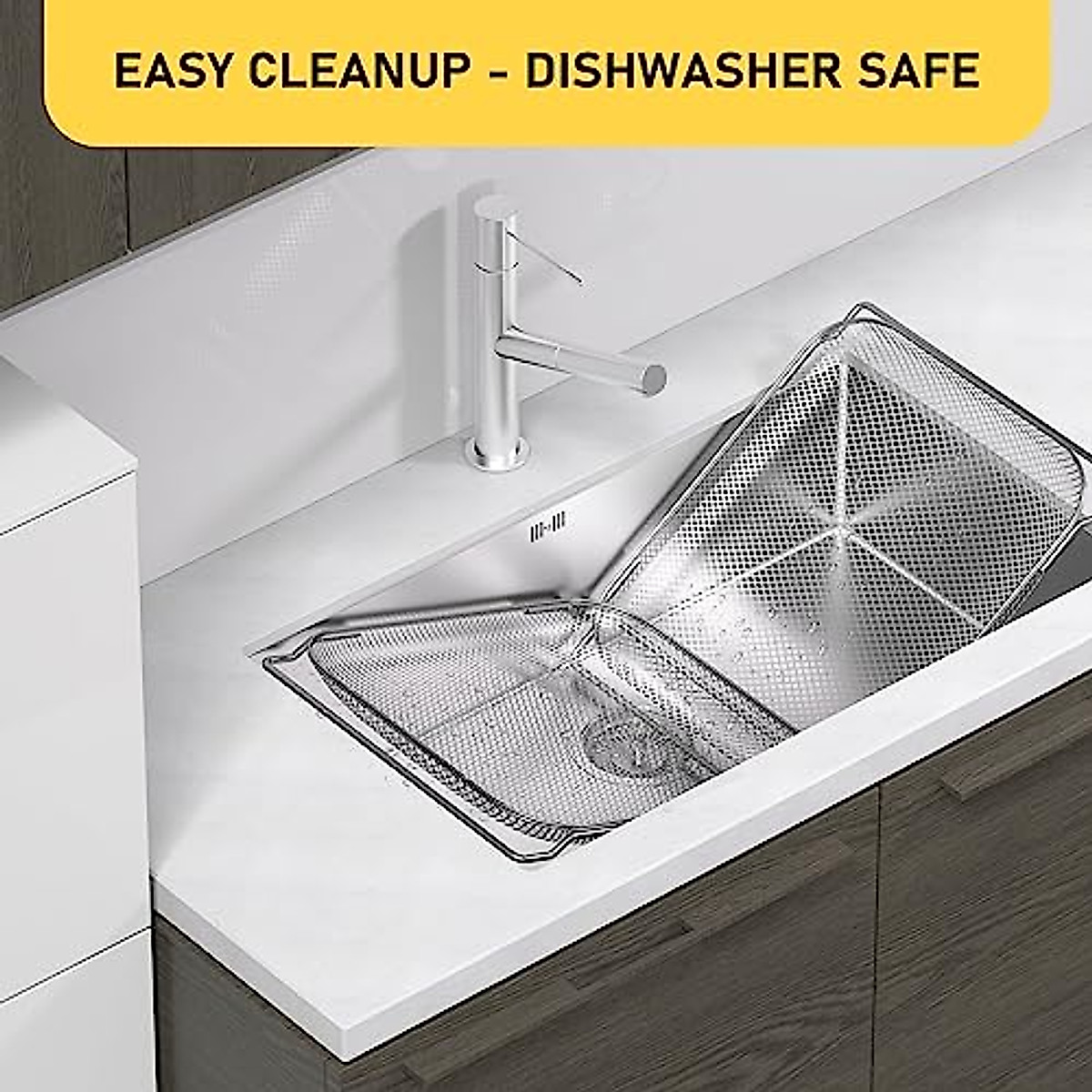 DT251 Air Fry Basket Replacement Compatible with Ninja Foodi DT251, DT201, DT200 Air Fryer Oven, Stainless Steel Air Fryer Basket, Ideal Accessories for Air Frying and Dehydrating, 2 Pack