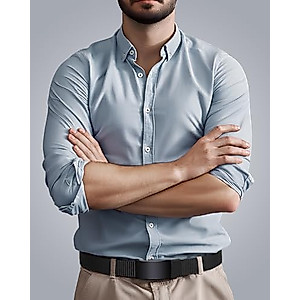 FAIRWIN Men's Ratchet Web Belt,1.25 inch Nylon Web Automatic Slide Buckle Belt - No Holes and Invisible Belt Tail Web Belt for Men (Black, 28-34)