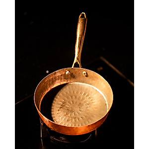 P-TAL Copper Frypan with Brass Handle | 100% Pure Copper for Ayurvedic Health Benefits. | Naturally Non Stick