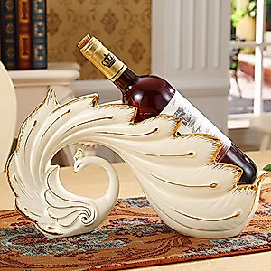 Stylish Simplicity Ivory Magnetic Wine Rack Decoration Peacock Modeling Crafts European Wine Cabinet Decoration Creative Home Desktop Porch Partition Decoration Decoration Wedding Gift Beautiful and