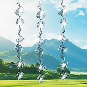 Bird Scare Discs Highly Reflective Double-Sided Bird Reflectors Sparkly Wind Spinner Outdoor Metal Garden Decor to Scare Bird Away from Yard Patio Farm Lawn (Fishbone)