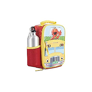 Sesame Street Lunch Box Set for Boys & Girls, Stainless Steel Water Bottle with Carabiner Clip and Ice Pack, Insulated & Waterproof Lunch Bag with Zipper, 4 Pieces Toddler Bag for Snacks