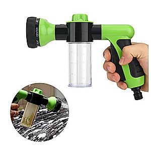 Garden Hose Nozzle, High Pressure Spray Car Washer Foam Water Gun Cleaning Tool Washer 6m Heavy Duty 8 Adjustable Watering Patterns(Green)