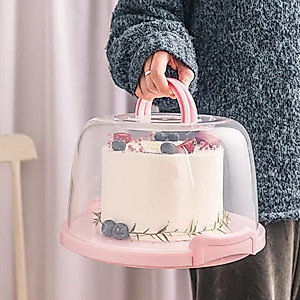 QianChi Cake Keeper with Cover & Cupcake Insert - Plastic Cupcake Carrier with Handle - Round Cake Carrier with Lid,12 Cupcake Holder and 12 x 4.7 Inch Cake - Caddie for Travel & Includes Cake Turntable