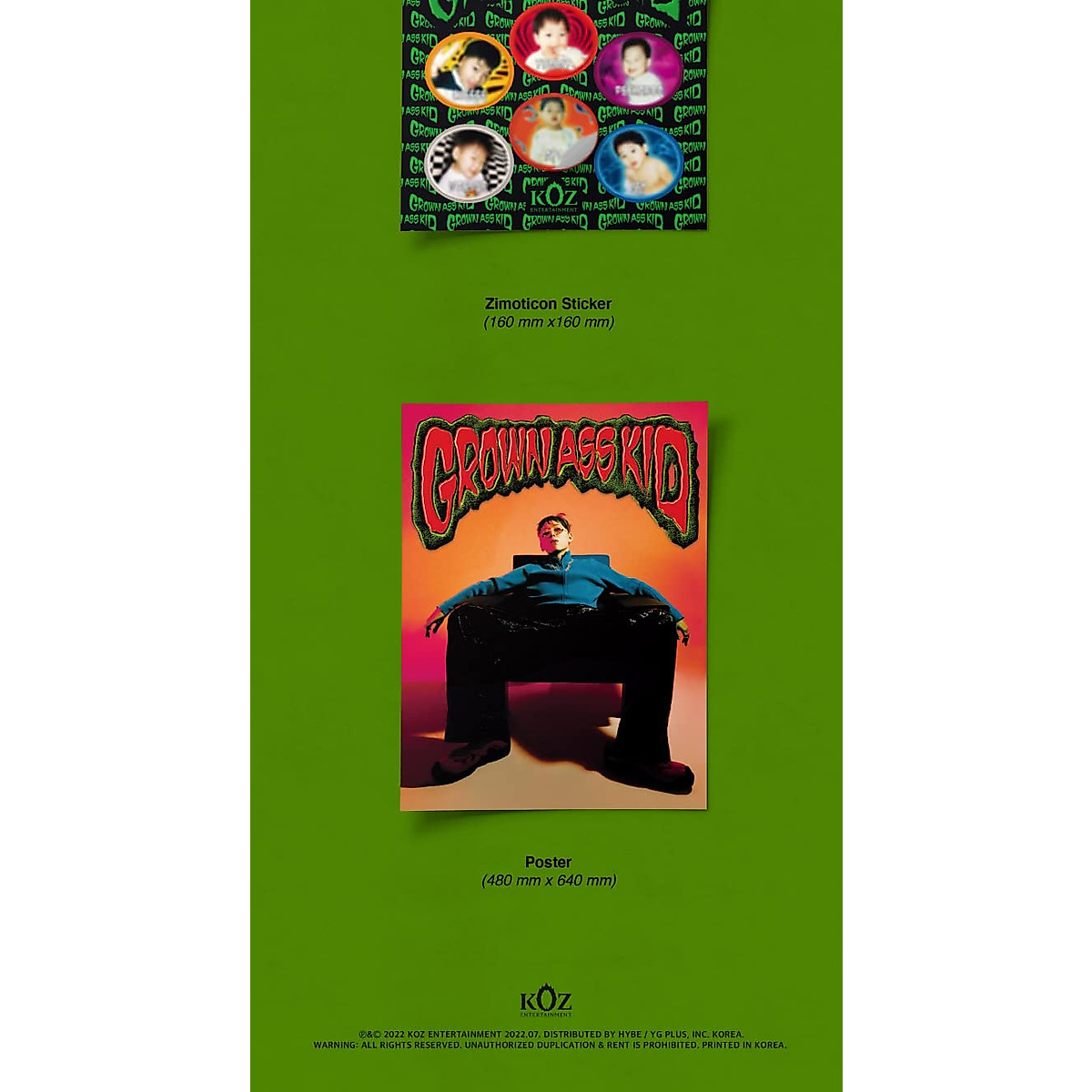 DREAMUS ZICO Grown Ass Kid 4th Mini Album PhotoBook Version CD+Poster on Pack+Photobook+Sticker+Tracking Sealed, GREEN