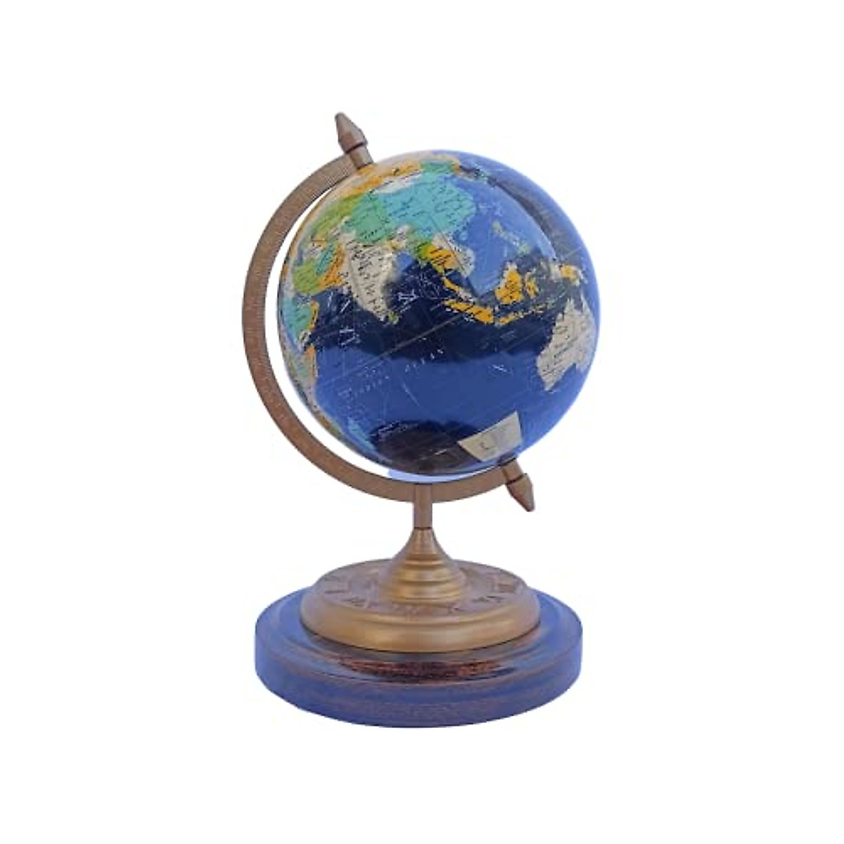 CALIF INTERNATIONAL Aluminium Base Handmade World Globe- 360° Rotating Antique Globe for Office Home Decor, 8 Inch Diameter, Black