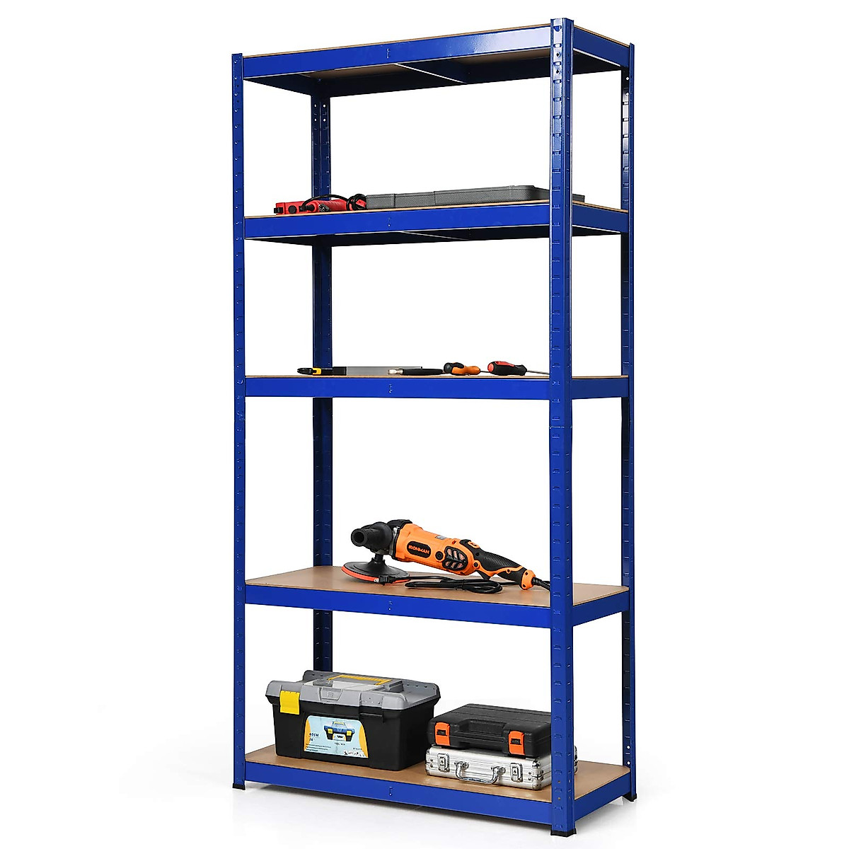 Giantex Storage Rack Shelving Unit Storage Shelf Steel Garage Utility Rack 5-Shelf Adjustable Shelves Heavy Duty Display Stand for Books, Kitchenware, Tools Bolt-Free Assembly 36"x 16"x 72”, Blue