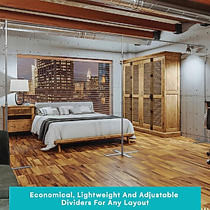 Adjustable Room Divider Rod - 7ft 6in to 12ft Wide, Silver - Perfect for Studio Apartments, Offices, and Bedrooms - Retractable and Freestanding