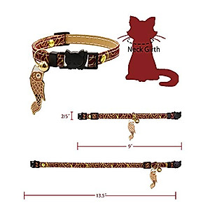ICICECREAM 2 PACK Breakaway Cat Collar with Bells & Koinobori Japanese Cat Collar Soft Adjustable Cotton & Leather Kitten Collars for Girl Boy Male Female Cats Kitten