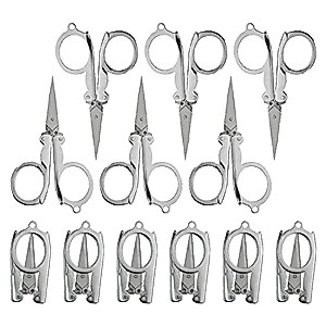 XINMEIWEN 12Pcs Small Folding Scissors Portable Travel Scissors Stainless Steel Cutter Mini Scissors Set for Home Office and Travel Trip Scissors