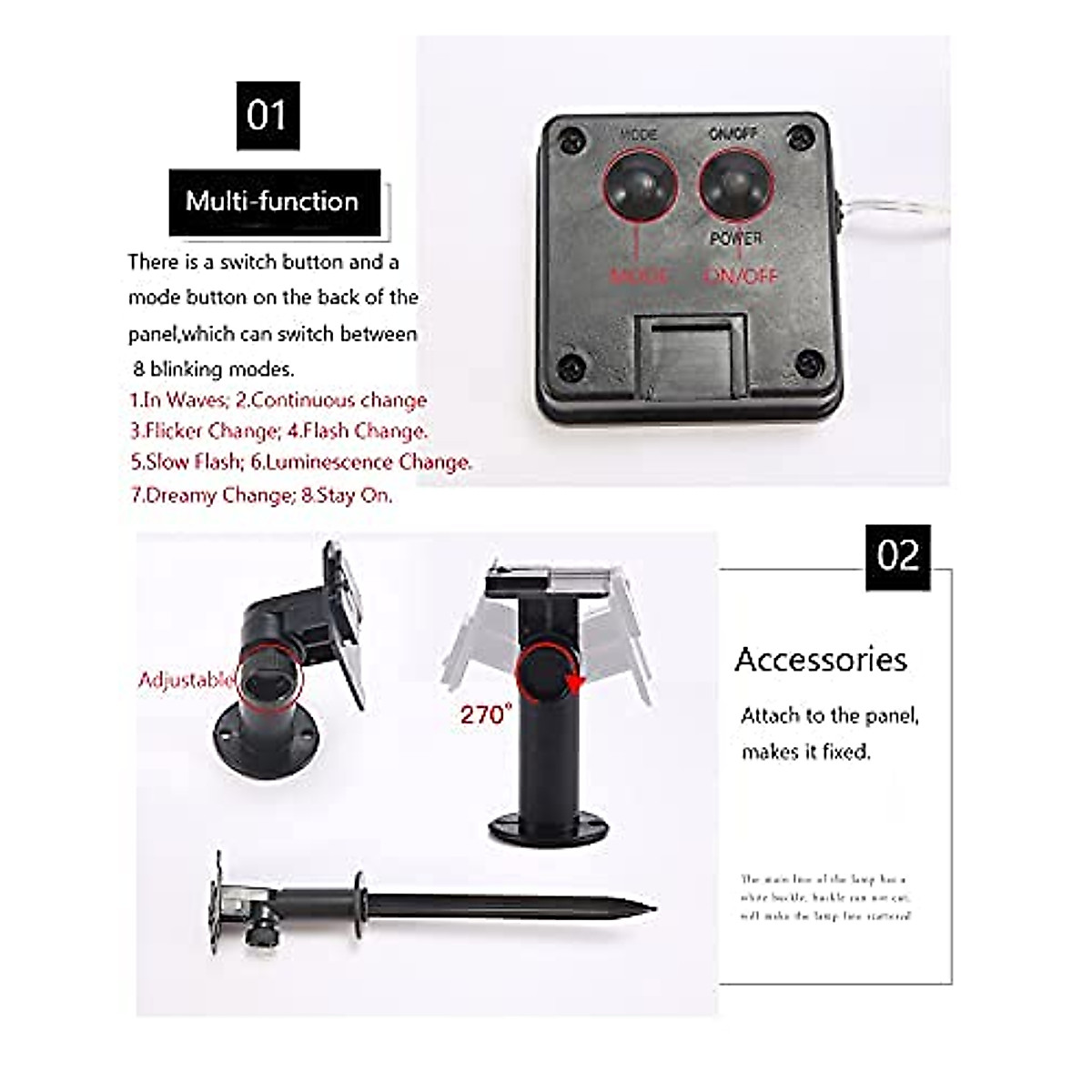 XLXX LED Bee/Dragonfly Solar String Lights with 8 Modes for Christmas Trees, Outdoor Garden, Patio, Fence, Wedding, Party (Colored (BEE), 39.3 FEET 100LIGHTS)