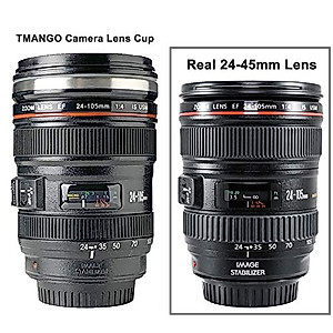 Tmango Camera Lens Coffee Mug With Lid, Photo Coffee Cup, Stainless Steel Thermos Lens Mug Leak Proof, Great Gifts for Photographers Men and Women