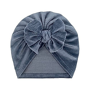 FOUTTUE Infant Caps with Bows Girls Solid Fleece Cap Beanie Bowknot Elastics Turban Hat Toddler Knit (1-A+B+C+G+H+I, One Size)