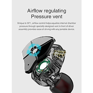 Senlee TRN ST1 Earphones with 1BA and 1DD, Hybrid Metal Earphones Headphones HiFi in-Ear Monitor with Detachable 2Pin Cable(with Mic, Black)